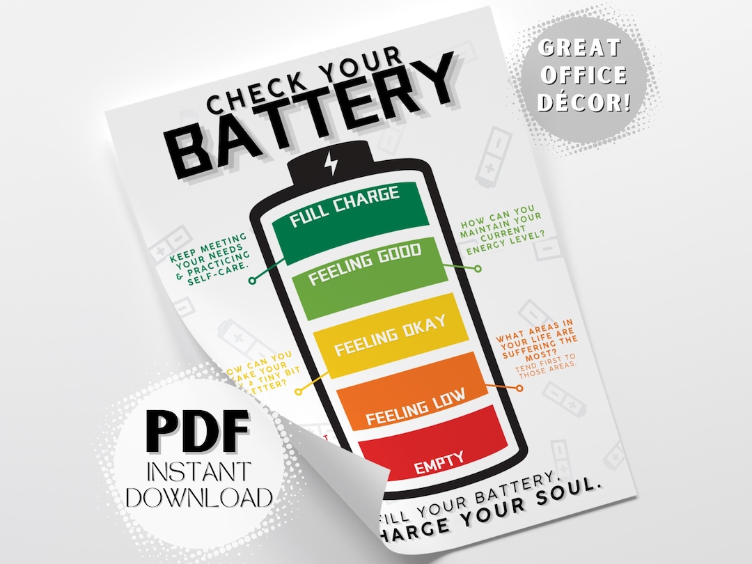 Emotional Battery Check-in Poster: Printable Poster for Building ...