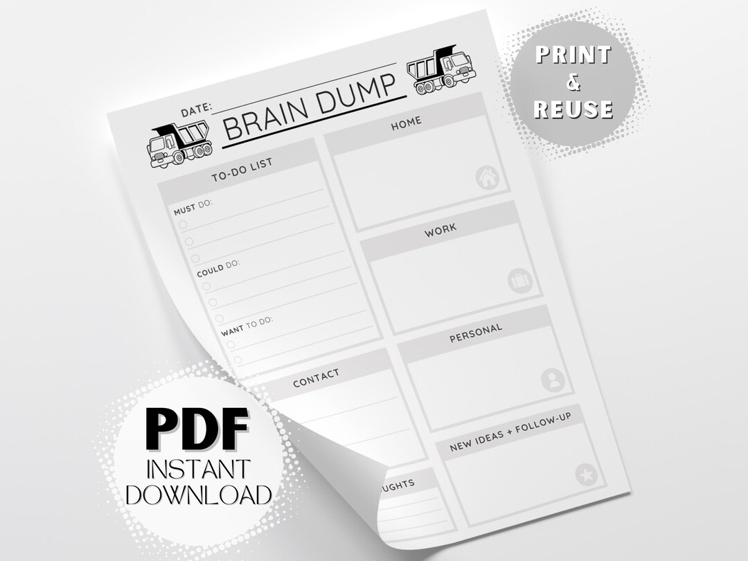Brain Dump Sheet: Printable Planning Worksheet for Greater Life ...