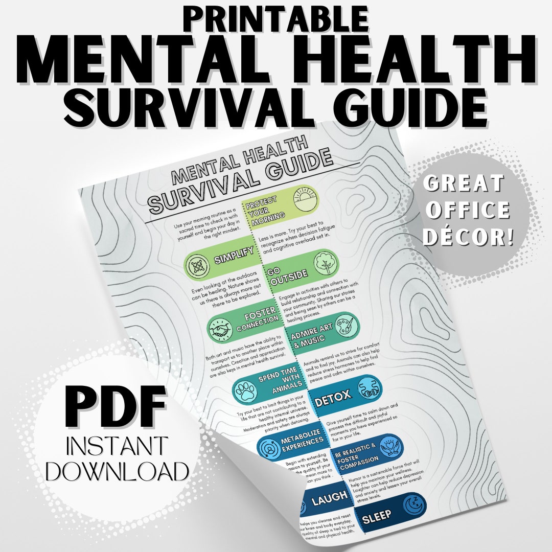 Mental Health Survival Guide Infographic Poster for Stress Reduction ...