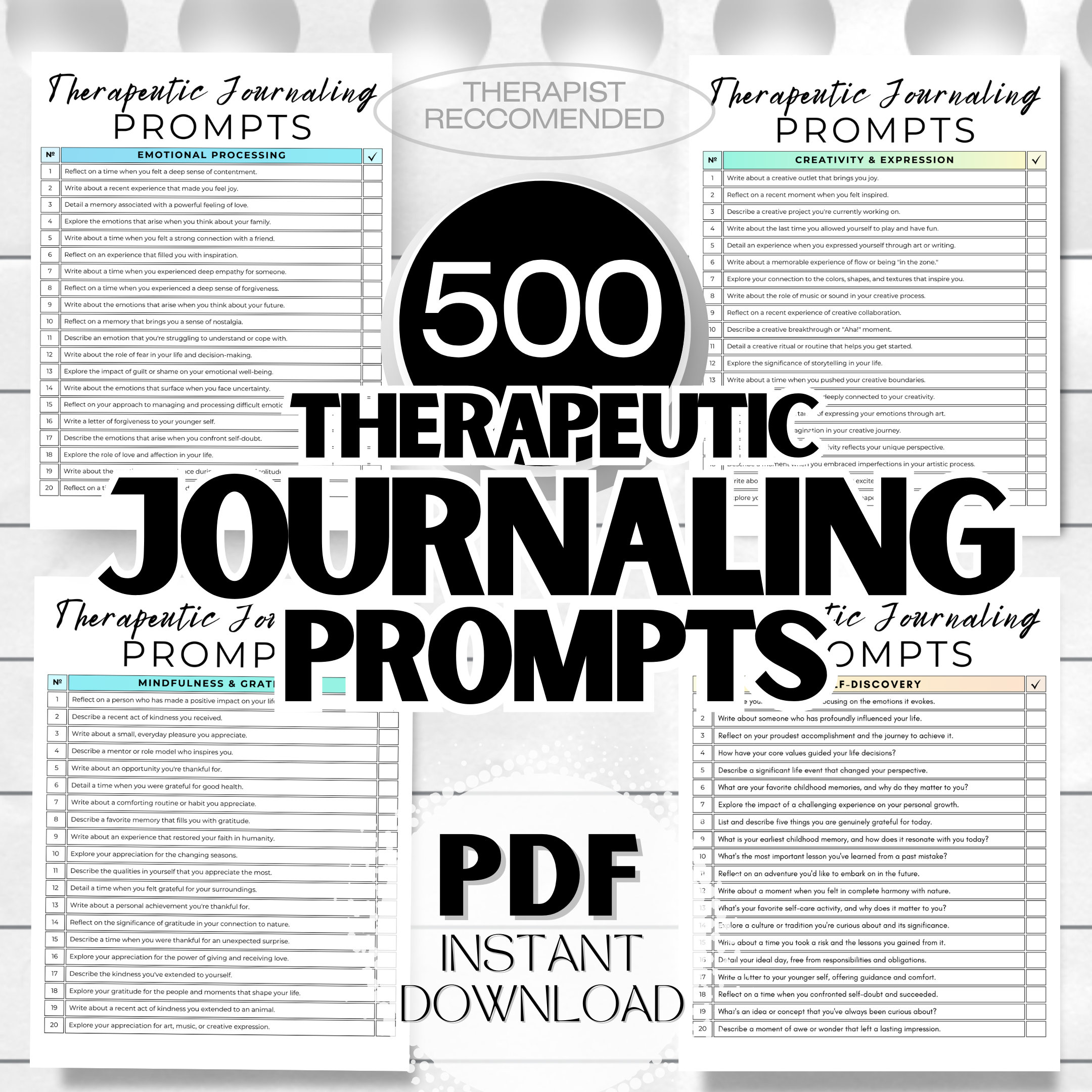 Therapeutic Journaling Prompts: 500 Short and Thoughtful Journal ...
