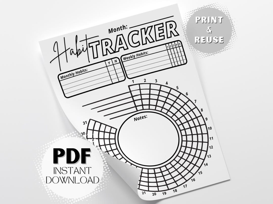 Habit Tracker: Printable 31-day Tracking Sheet for Goal Setting and ...