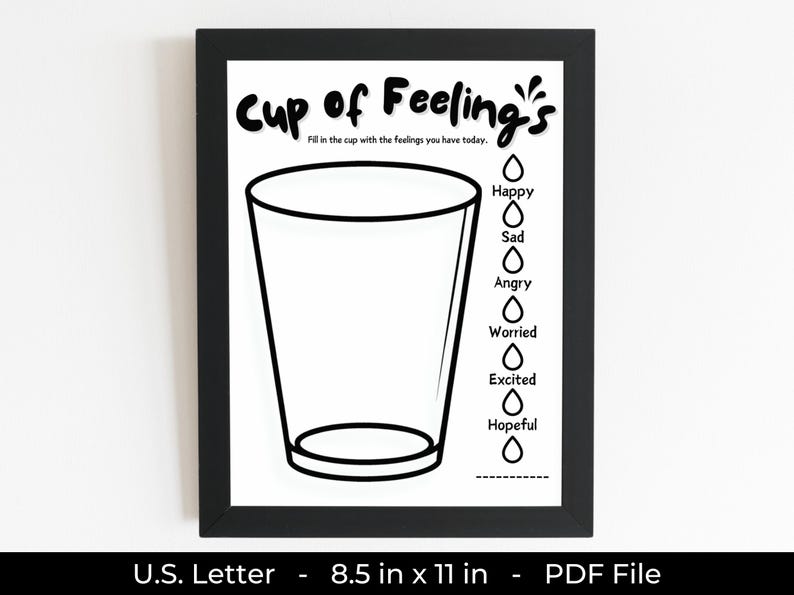 Cup of Feelings: Printable Kids Mental Health Worksheet for Greater ...