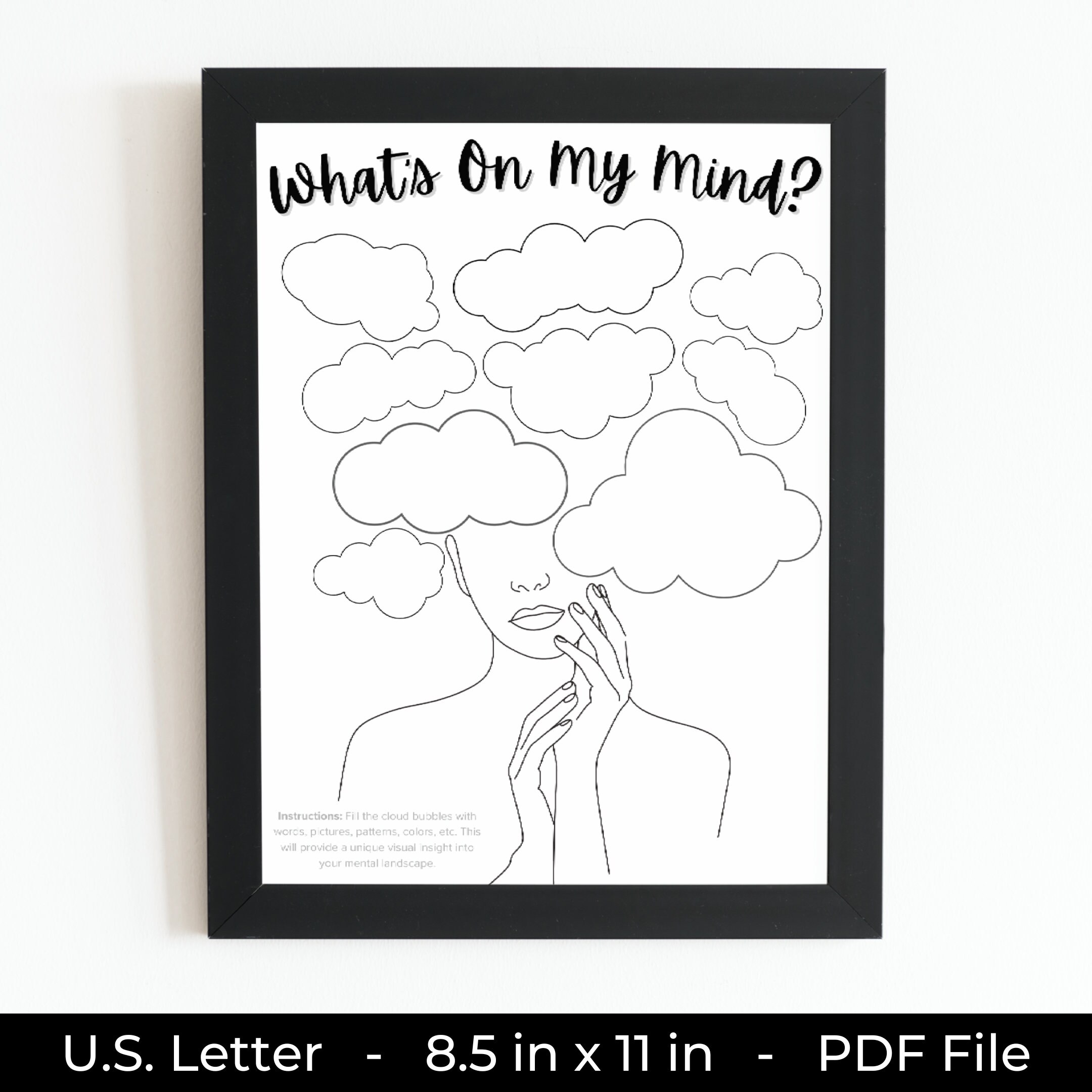 What's on My Mind Art Therapy Worksheet: Printable and Reusable PDF ...