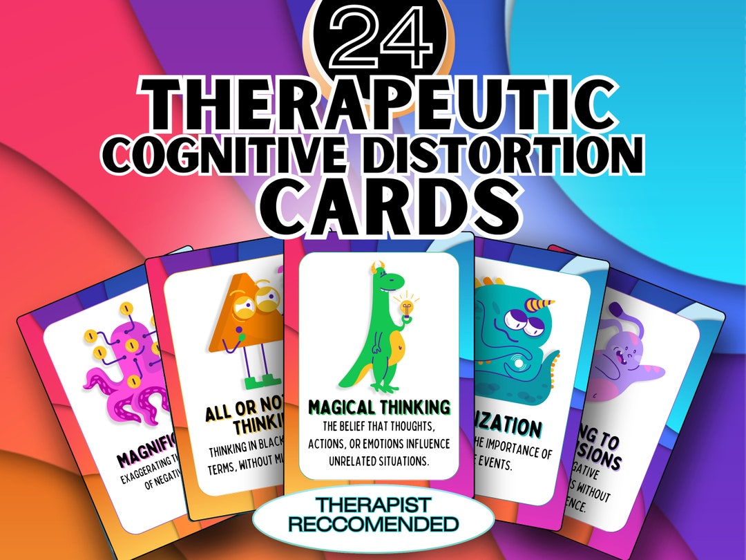 Cognitive Distortion Flash Cards: 24 Individual Children's Therapy ...