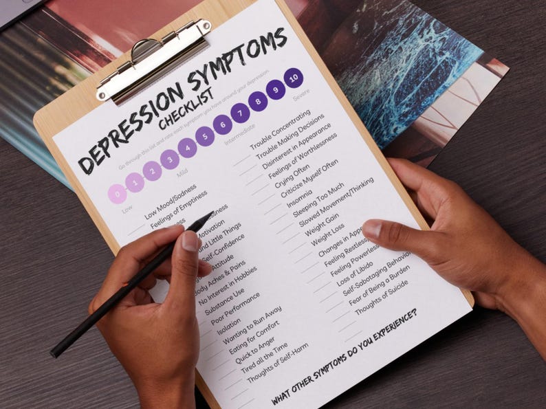Depression Symptoms Checklist: Colorful Worksheet for Greater Emotional ...