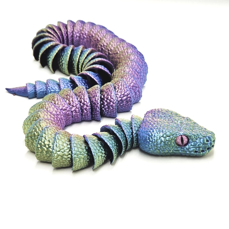 Realistic 3D Printed Articulated Snake With Lifelike Eyes, Flexible ...