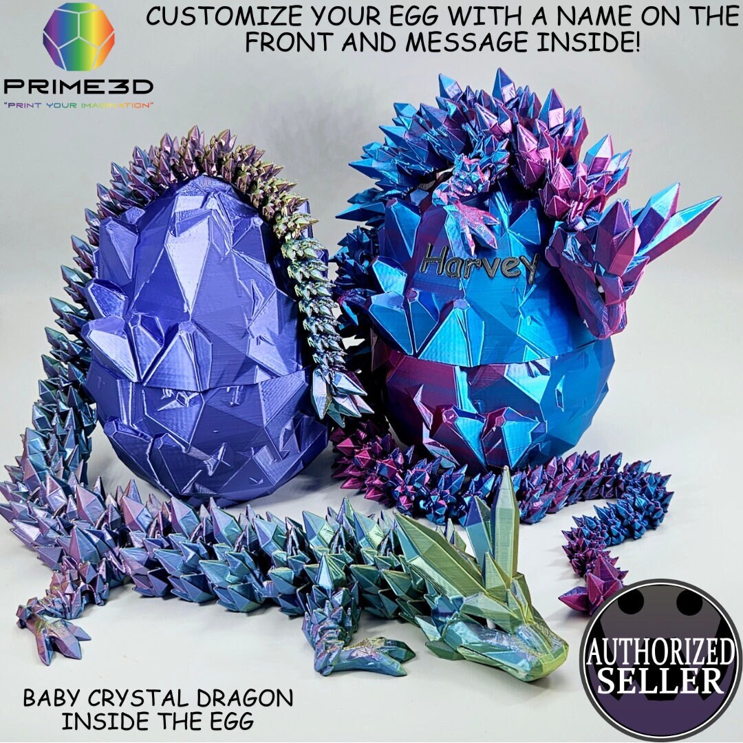 Crystal Dragon Egg With Baby Dragon and Adult Dragon 3D Printed ...