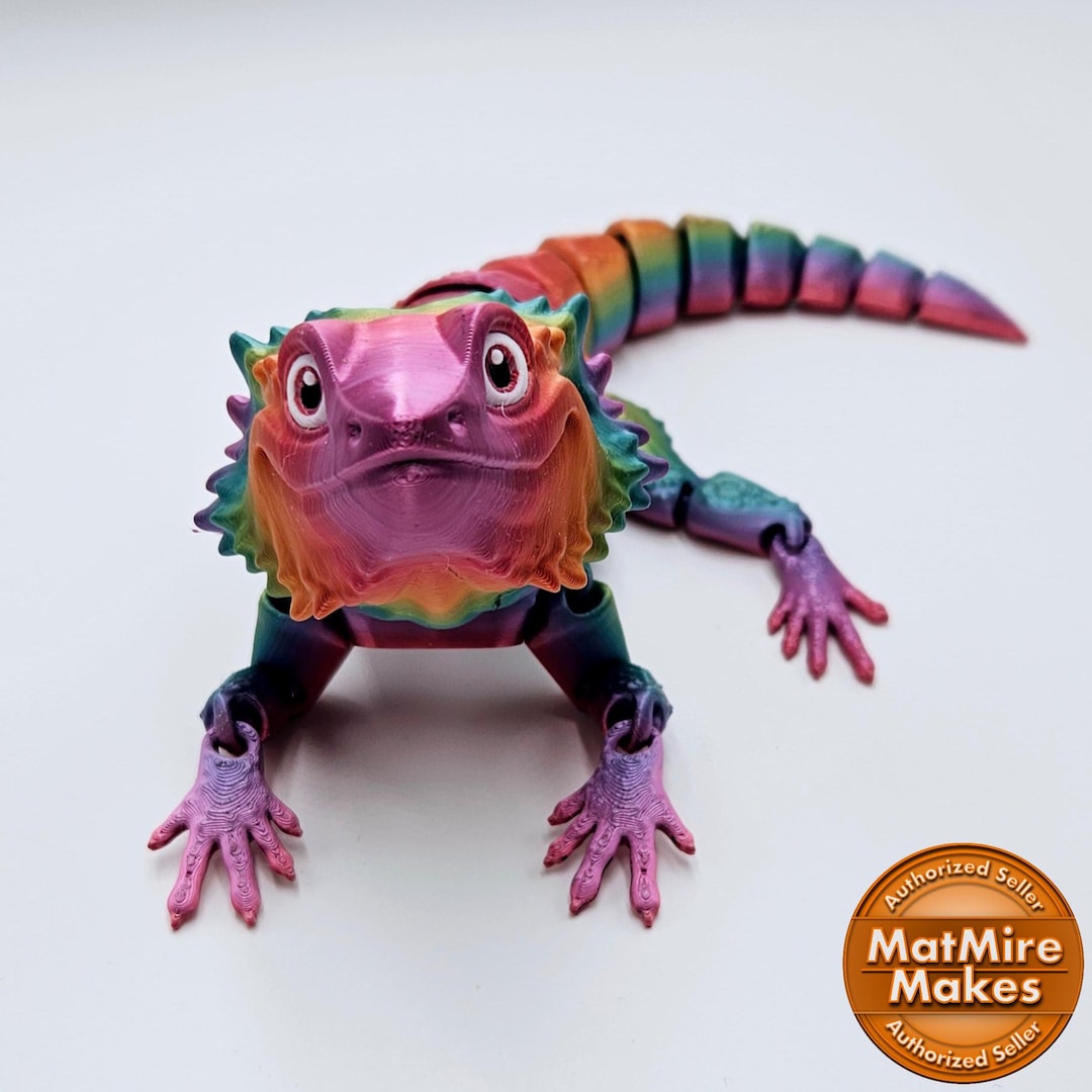 3D Printed Bearded Dragon, Articulated, Super Cute, Wiggly Fun Fidget ...