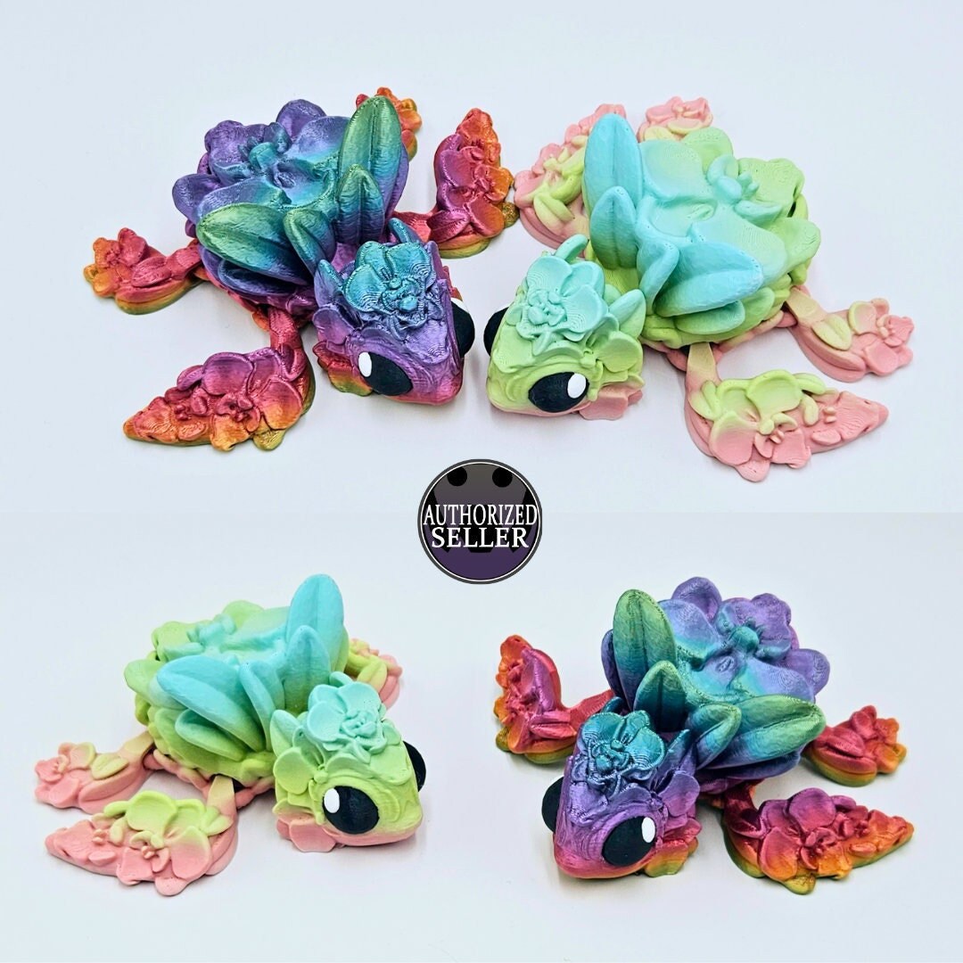 Articulated 3D Printed Floral Orchid Turtle Flexi Toy: Unique Stress ...