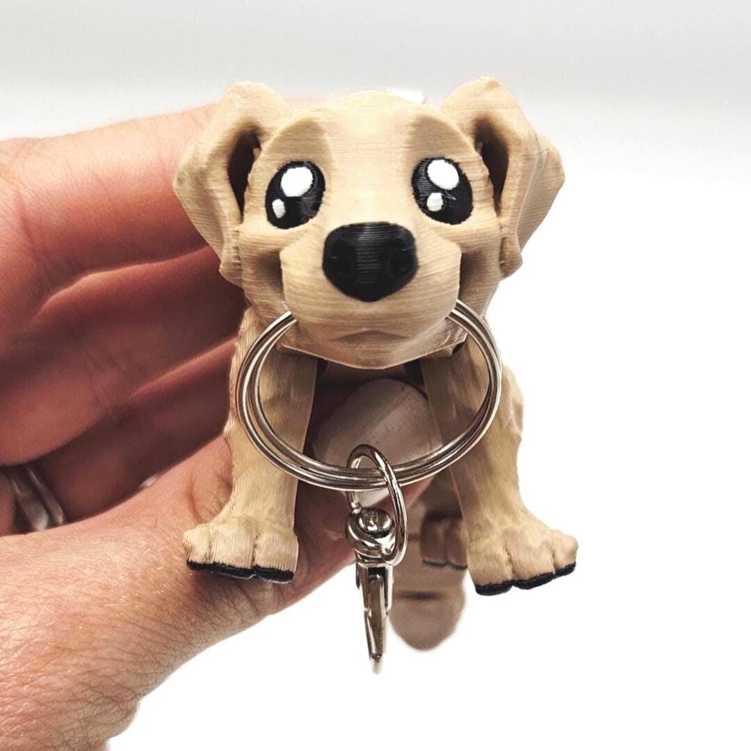 Playful Puppy Keyring 3D Printed Articulated Dog Keyring, Perfect Gift ...