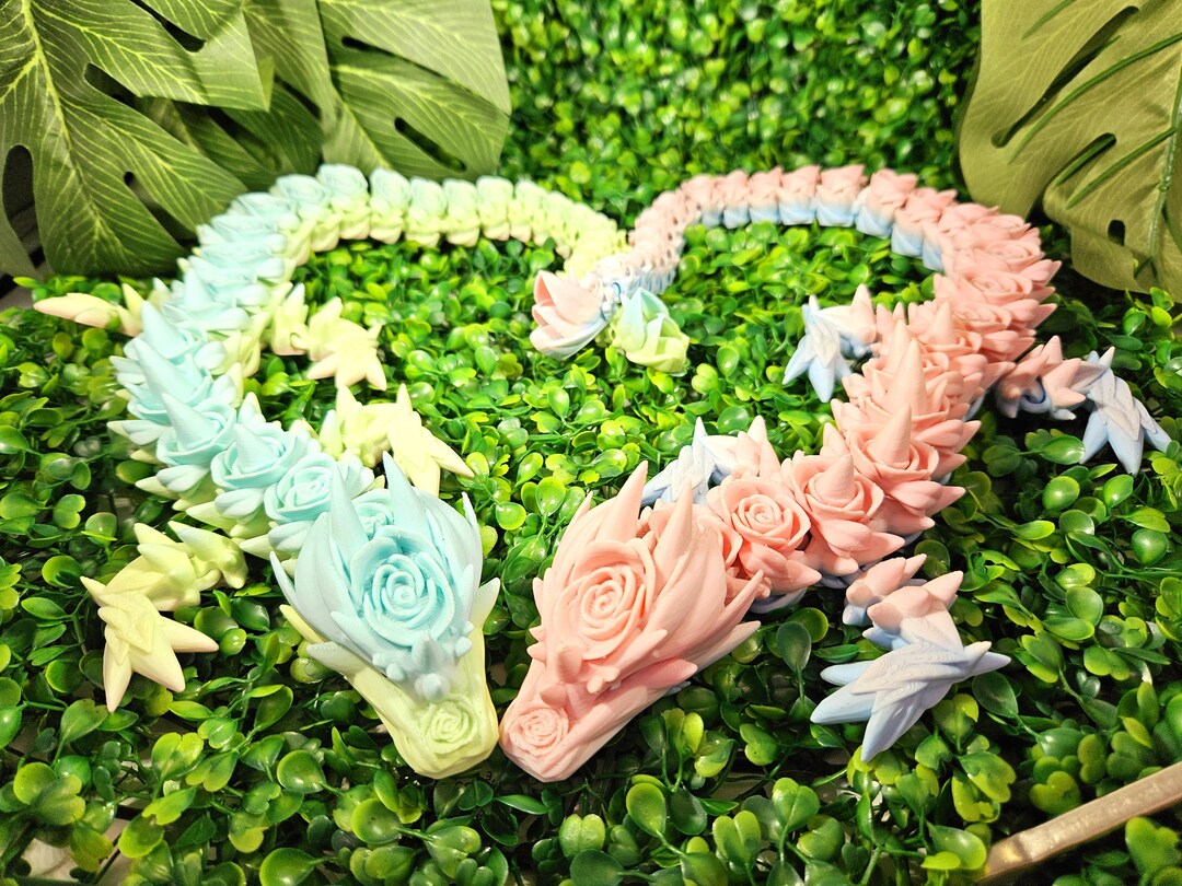 Articulated Rose Dragon Fidget Fidget Toy 3D Printed Articulating Home ...