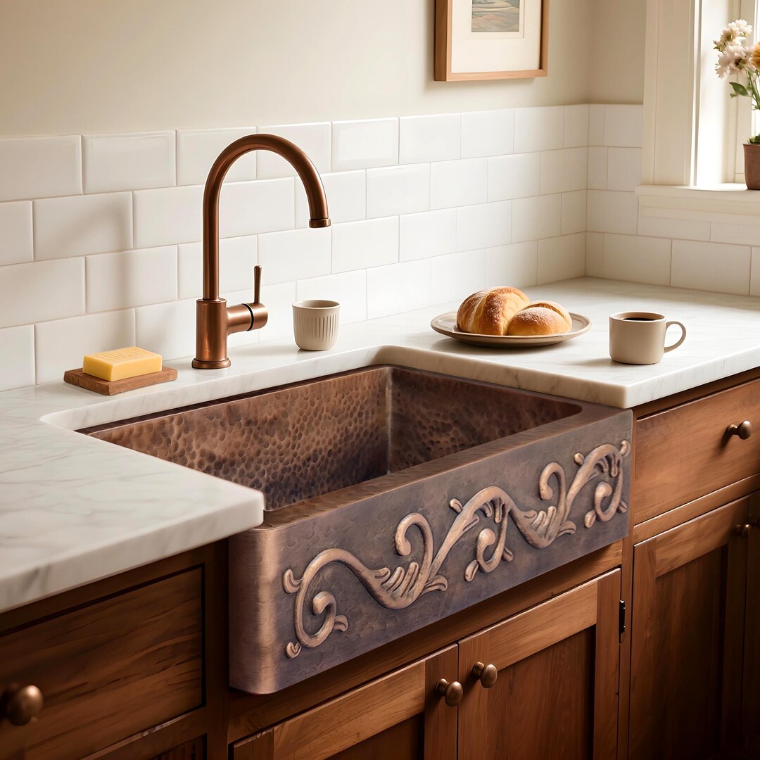 Hammered Copper Farmhouse Sink, Kitchen Sink-custom Sized Single Basin ...