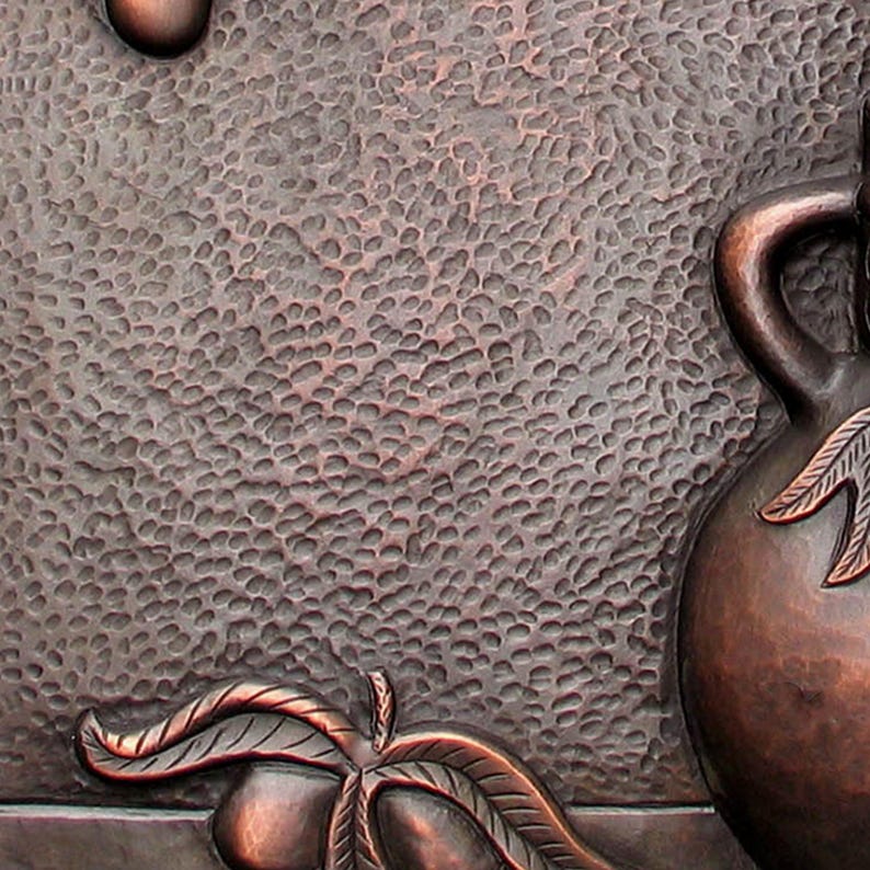 Hand-hammered Copper Backsplash With Gallipot Pattern, Decorative ...