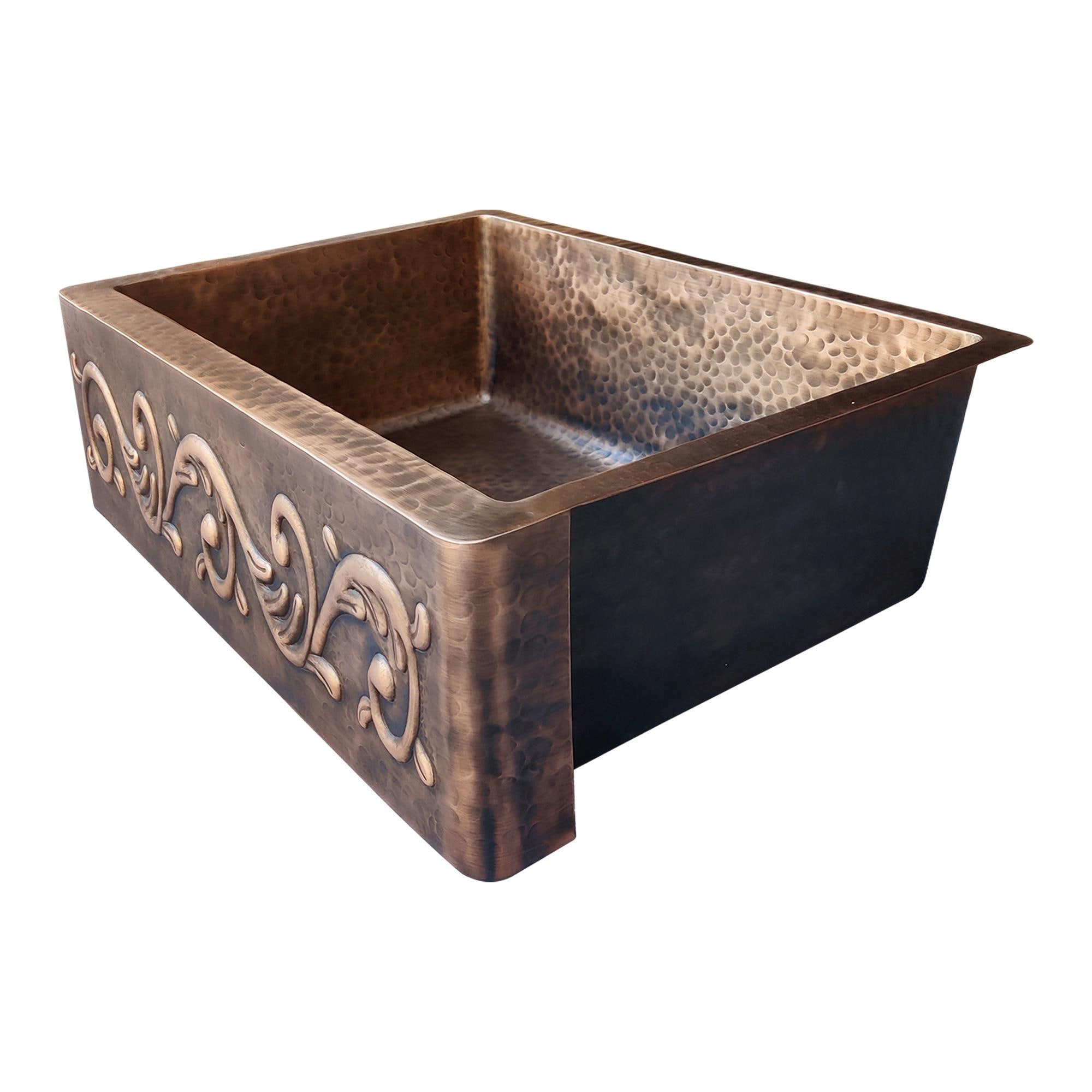Hammered Copper Farmhouse Sink, Kitchen Sink-custom Sized Single Basin ...