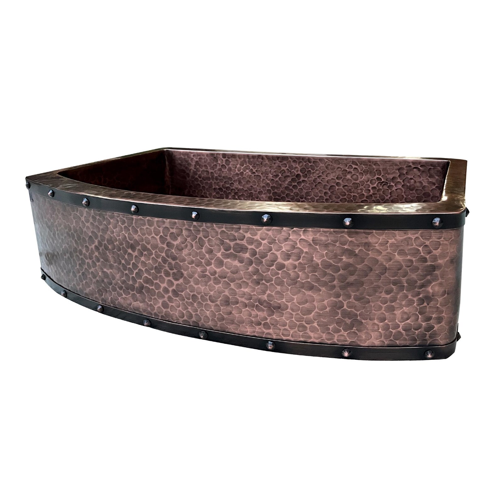 Hand-hammered Copper Farmhouse Sink - Single Bowl, Rivet Apron Front ...