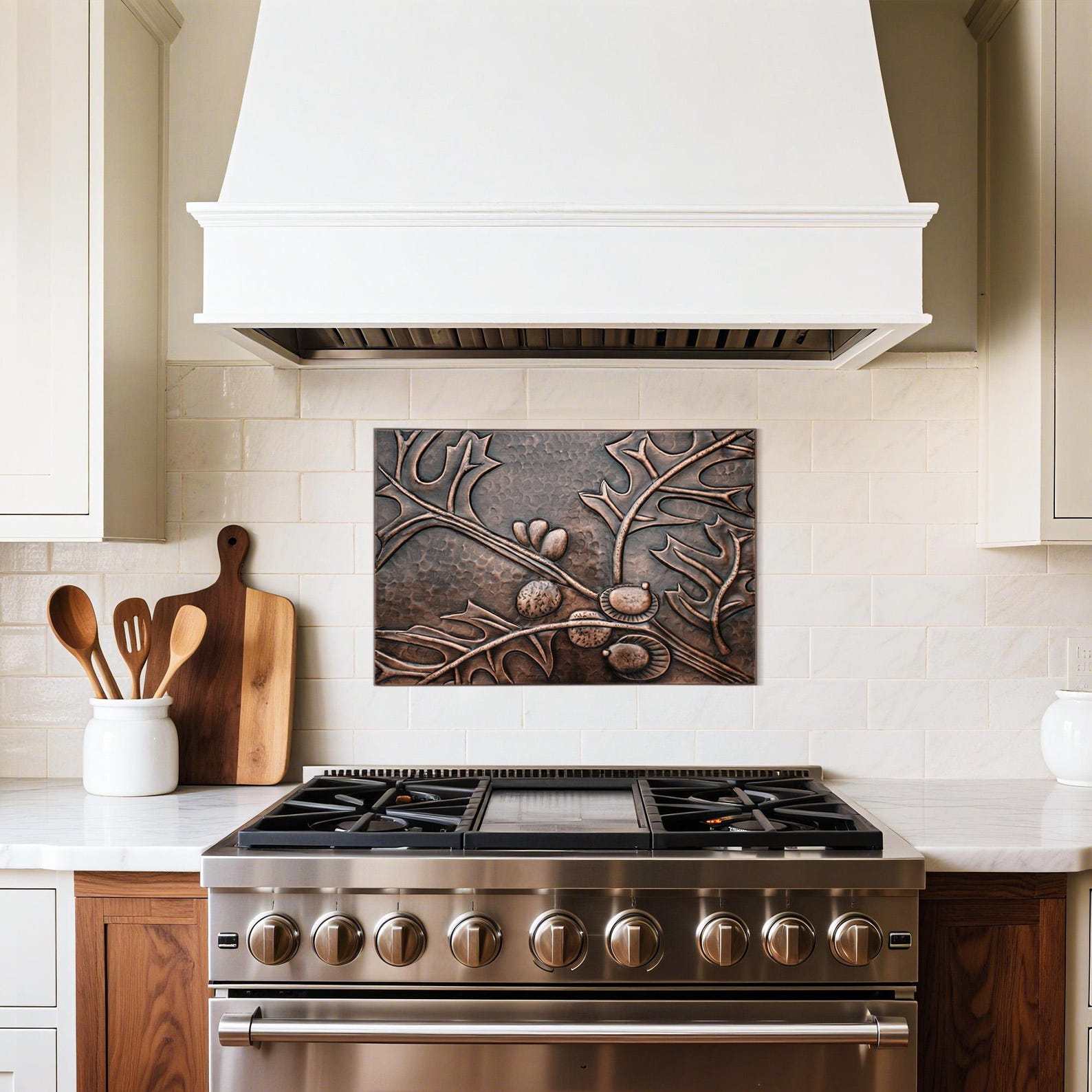 Hand-hammered Copper Backsplash, Pearl Mussels Design, Antique Finish ...