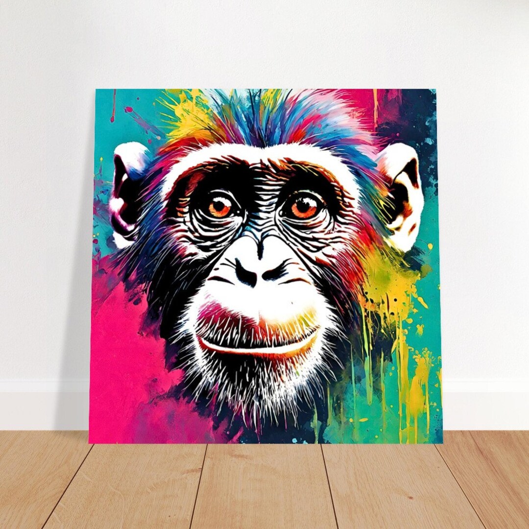 Colorful Monkey / Monkey Head Poster - Etsy