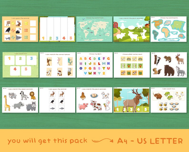 Toddler Busy Book - Animal Theme - Printable Learning Binder - Kids ...