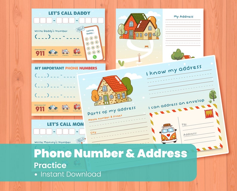 Phone Number and Address Practice Life Skills Worksheets for Kids ...