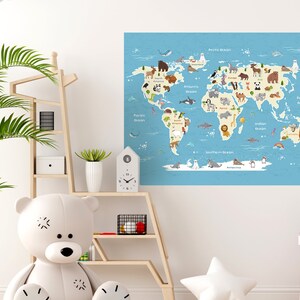 Animal World Map Poster - Safari Animals Educational Poster - Classroom ...