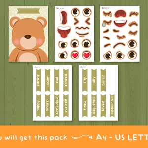 Teddy Bear Emotion Activity for Kids - Feeling Matching Game - Toddler ...