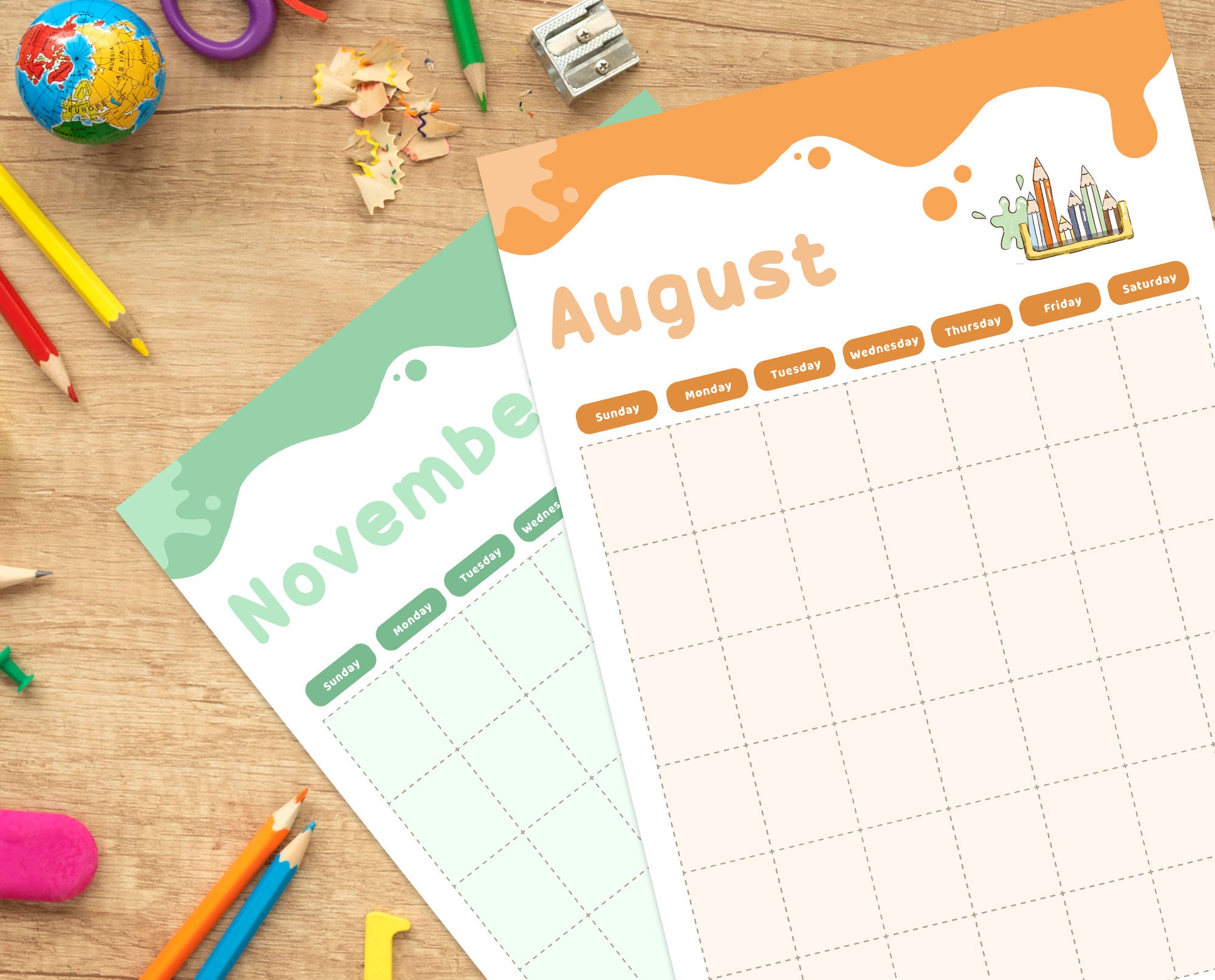 Printable Calendar for Kids Perpetual Calendar Homeschool Preschool ...