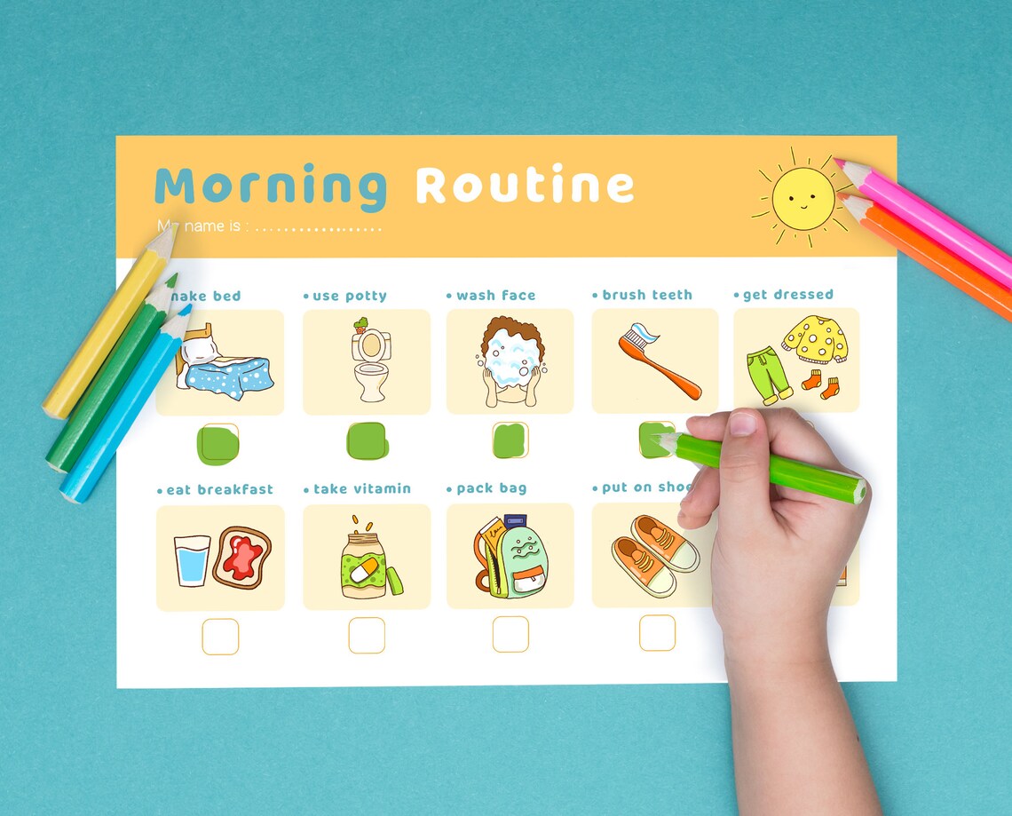 Printable Kids Daily Chore Chart Homeschool Montessori Colorful and ...