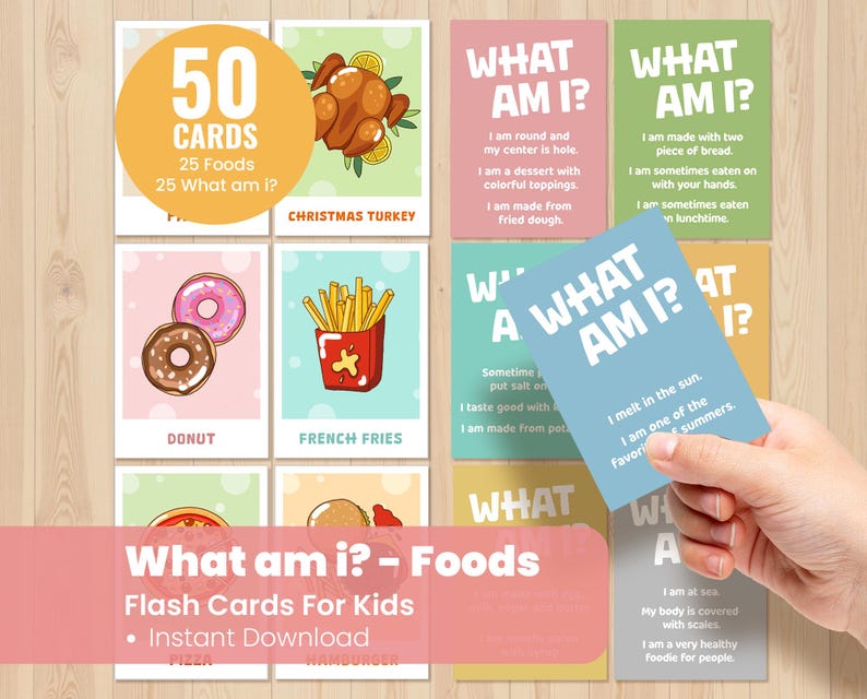 What Am I Foods Printable Card Game - What Am I Card Game - Montessori ...
