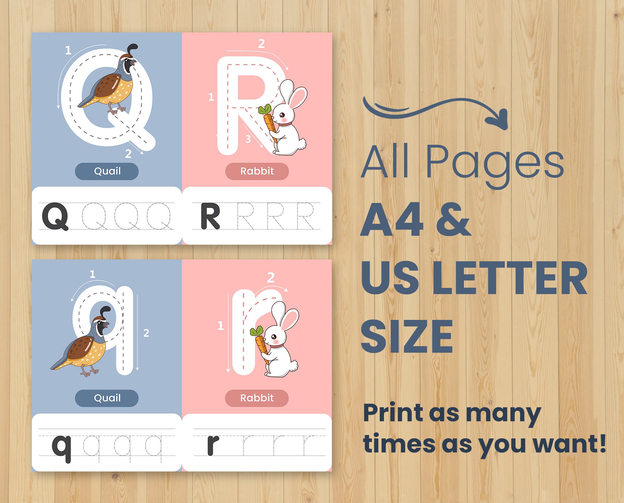 Educational Tracing Alphabet Worksheet for Kids - Animal Theme ...