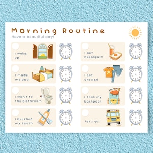 Daily Chore Chart - Kids Daily Routine Chart - Colorful and Printable ...