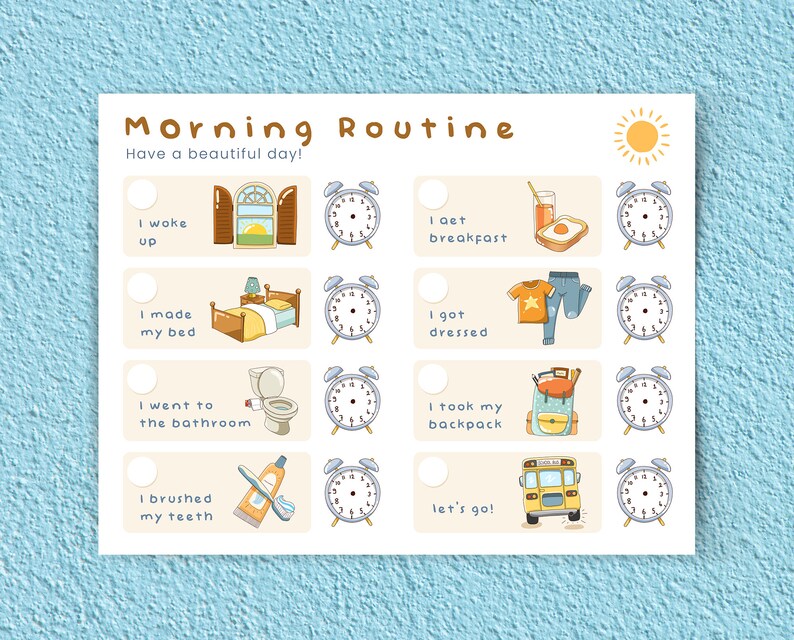 Daily Chore Chart - Kids Daily Routine Chart - Colorful and Printable ...