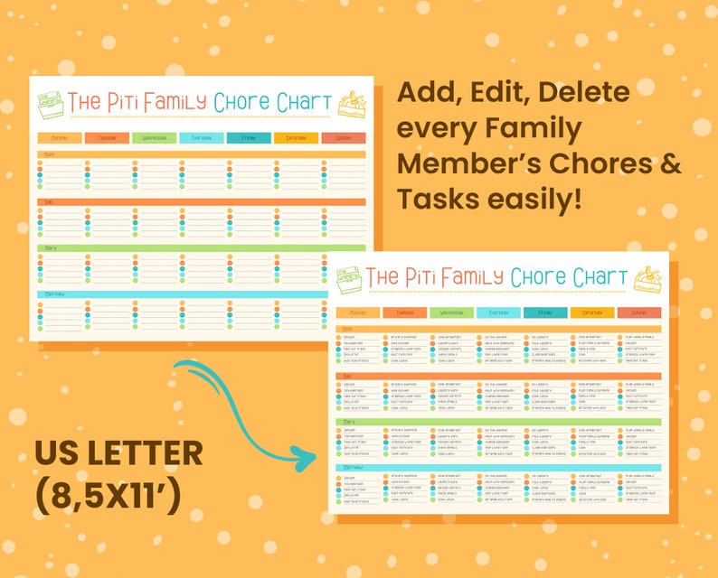 Family Daily Chore Chart - Responsibility Chart - Family Planner ...