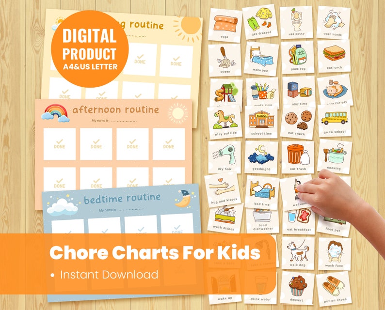 Chore Chart for Kids - Daily Routine Cards - Homeschool Montessori ...