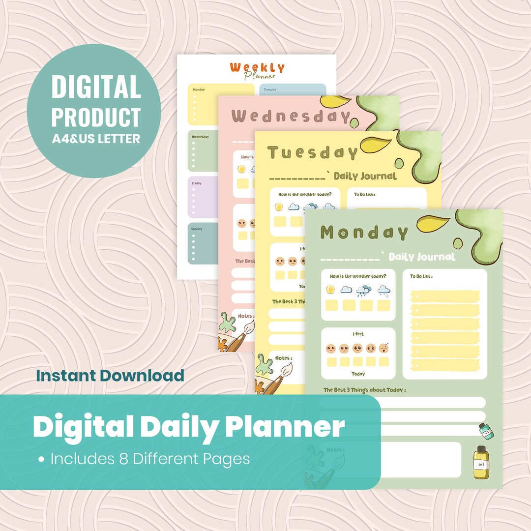 Kids Daily Planner – Printable and Editable Digital Planner for School ...