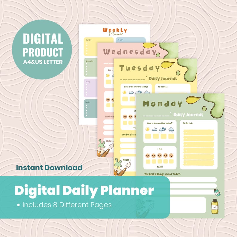 Kids Daily Planner – Printable and Editable Digital Planner for School ...