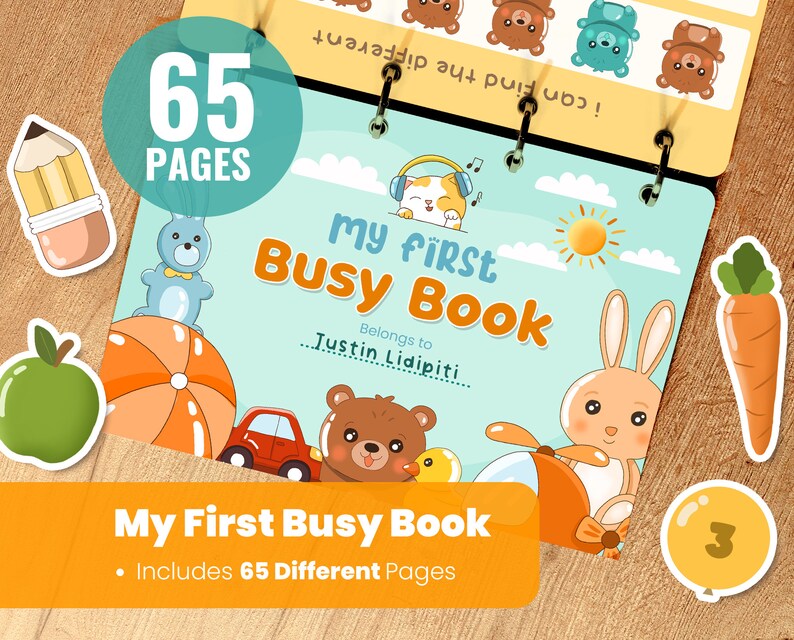 My First Busy Book Toddler Learning Binder Toddler Busy Book Preschool ...