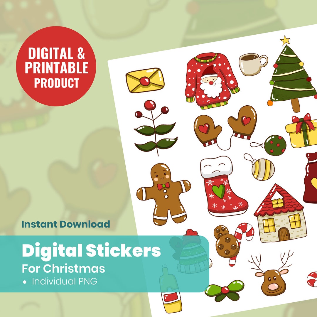 Printable Christmas Sticker Book for Planner, Digital Sticker Book ...