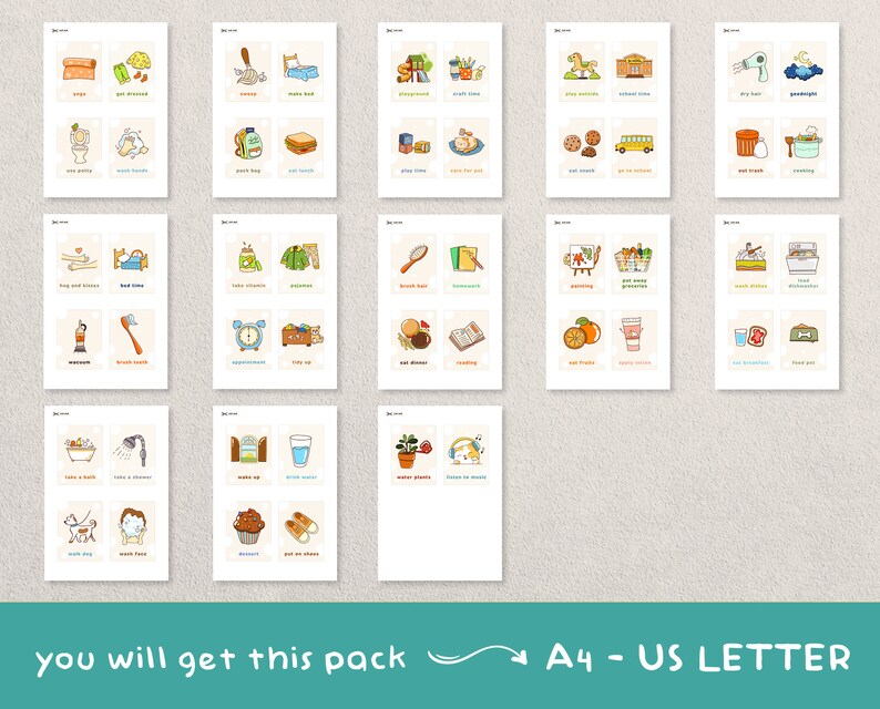Daily Routine Flashcards - Toddler Routine Chart Visual Schedule for ...