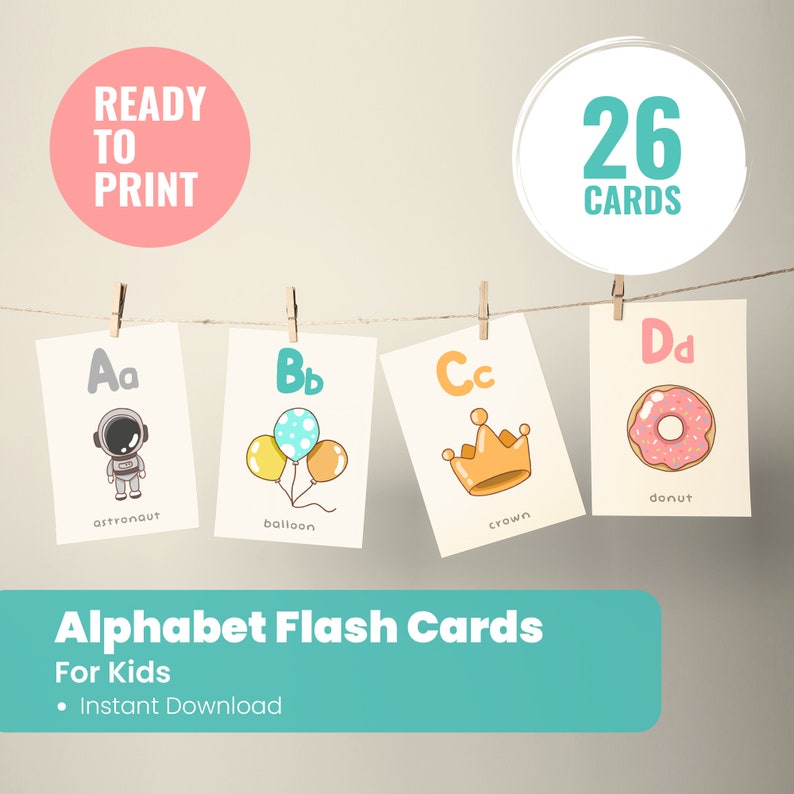 Printable Alphabet Flash Cards - Classroom Decor - Nursery Decor ...