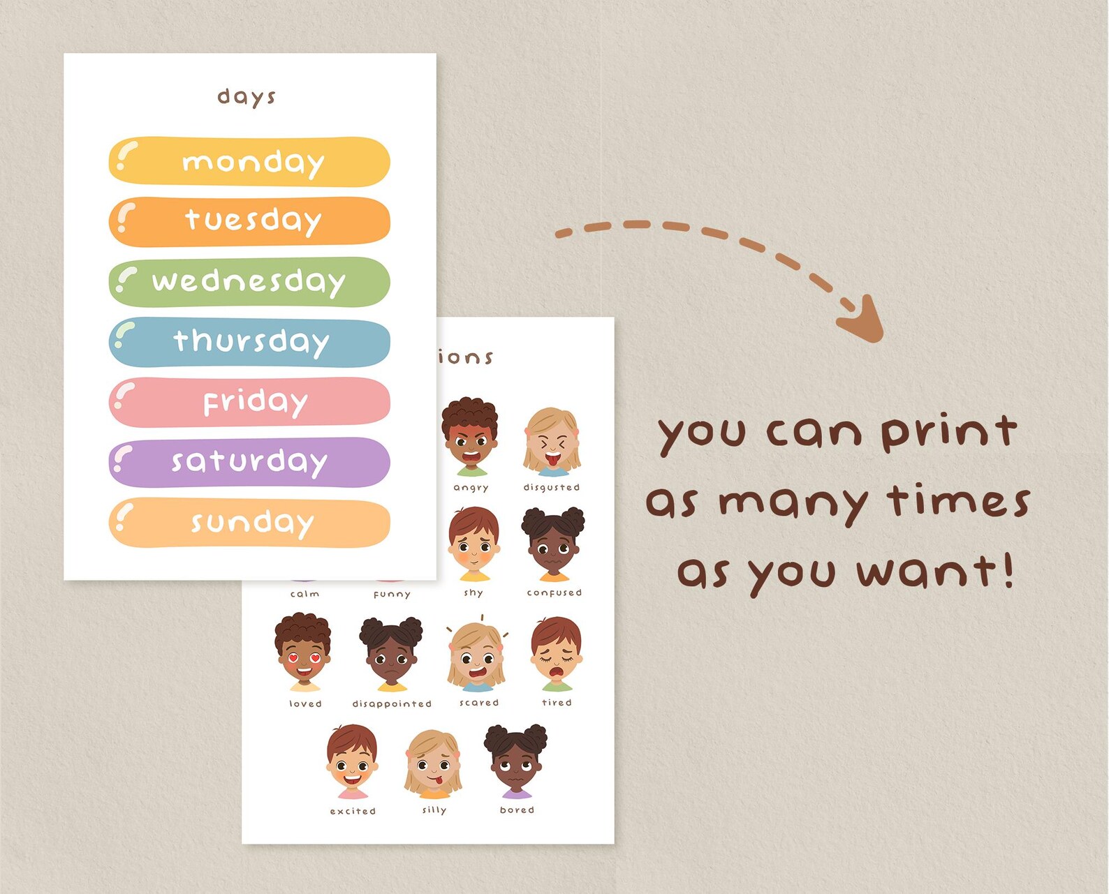 Set of 8 Educational Posters Montessori Classroom Decor - Rainbow ...