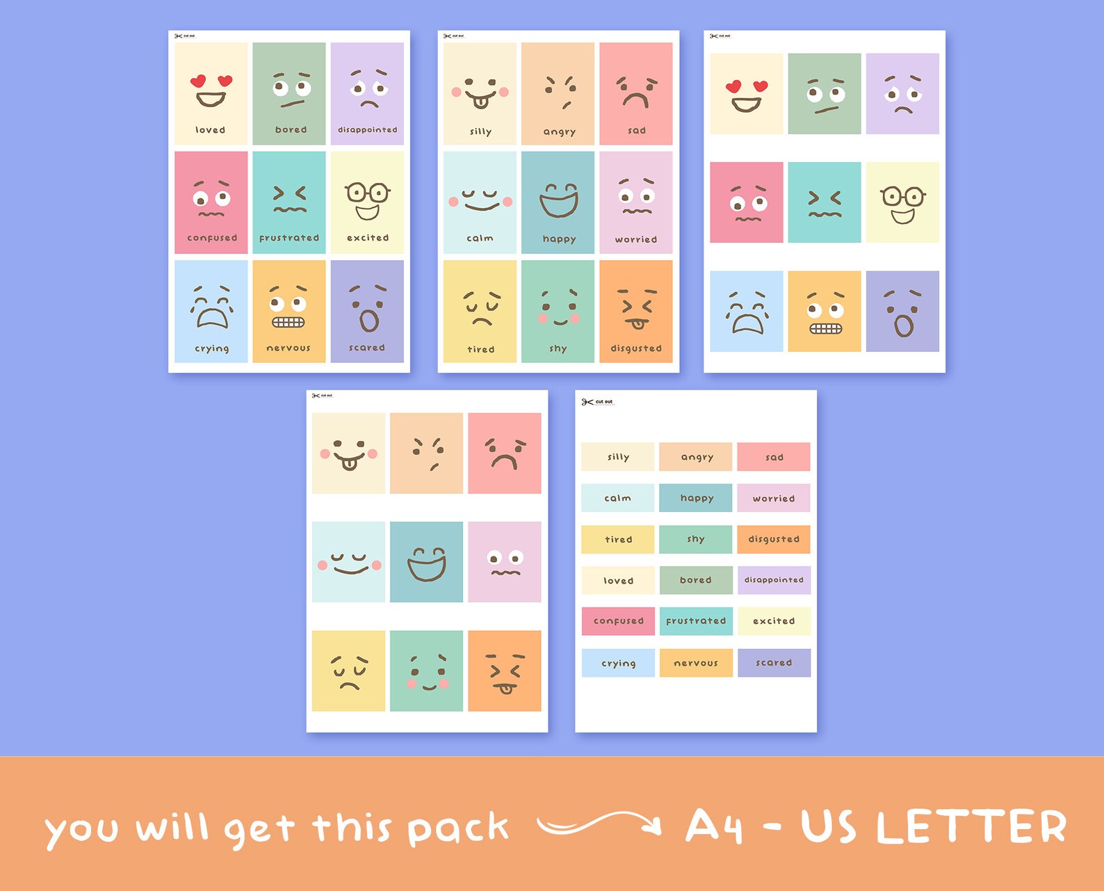 Emotions Flashcards for Kids - Toddlers Felling Children Flashcards ...