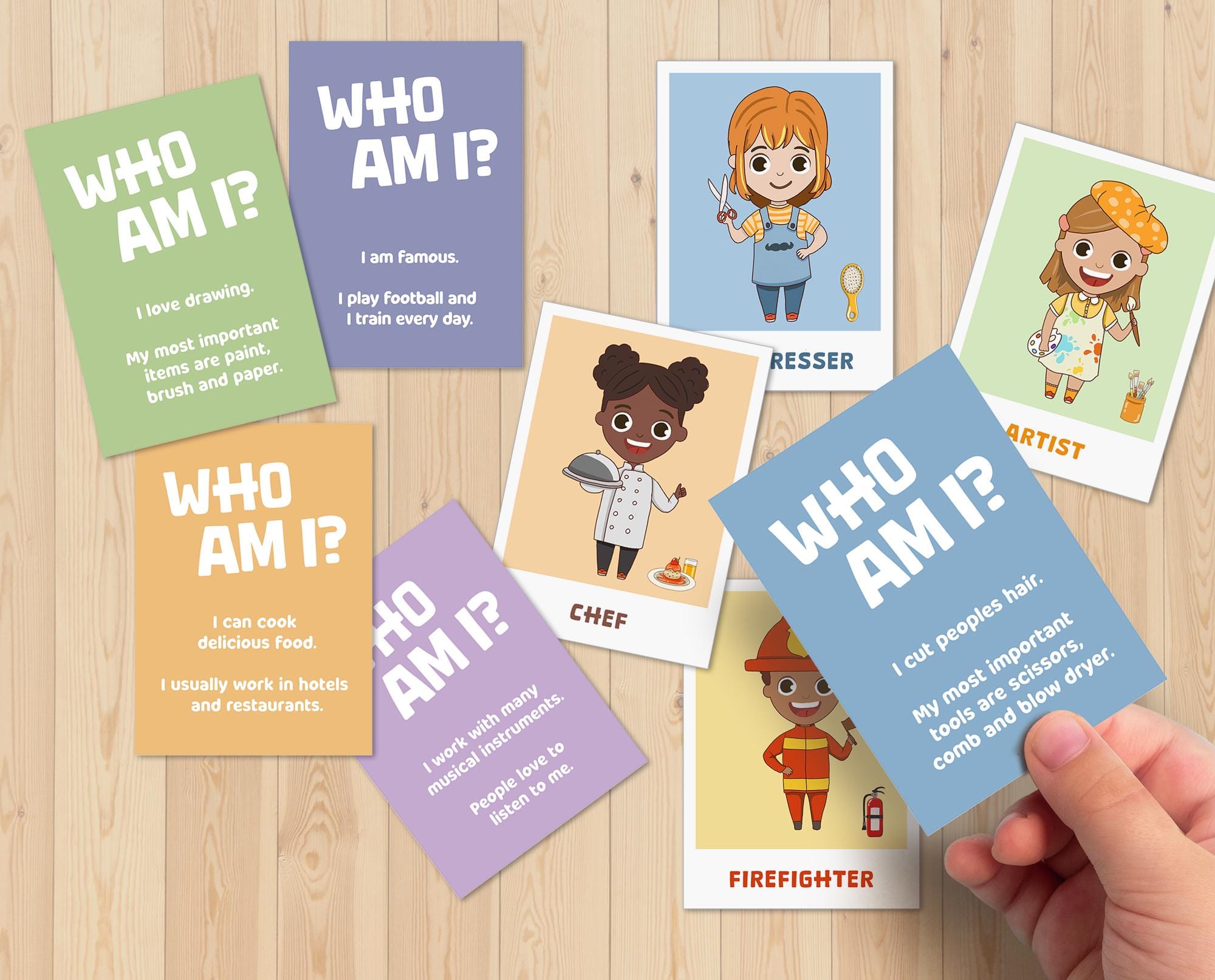 Printable Who Am I Professions Game - Montessori Printable - Kids Card ...