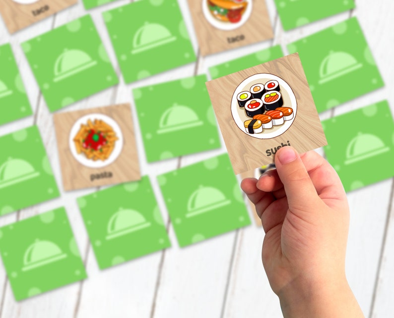 Printable Food Memory Game - Custom Playing Cards - Food Flash Cards ...