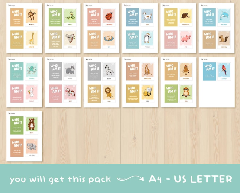 Printable Who Am I Animals Pretend Play Game - Preschool Kids Activity ...