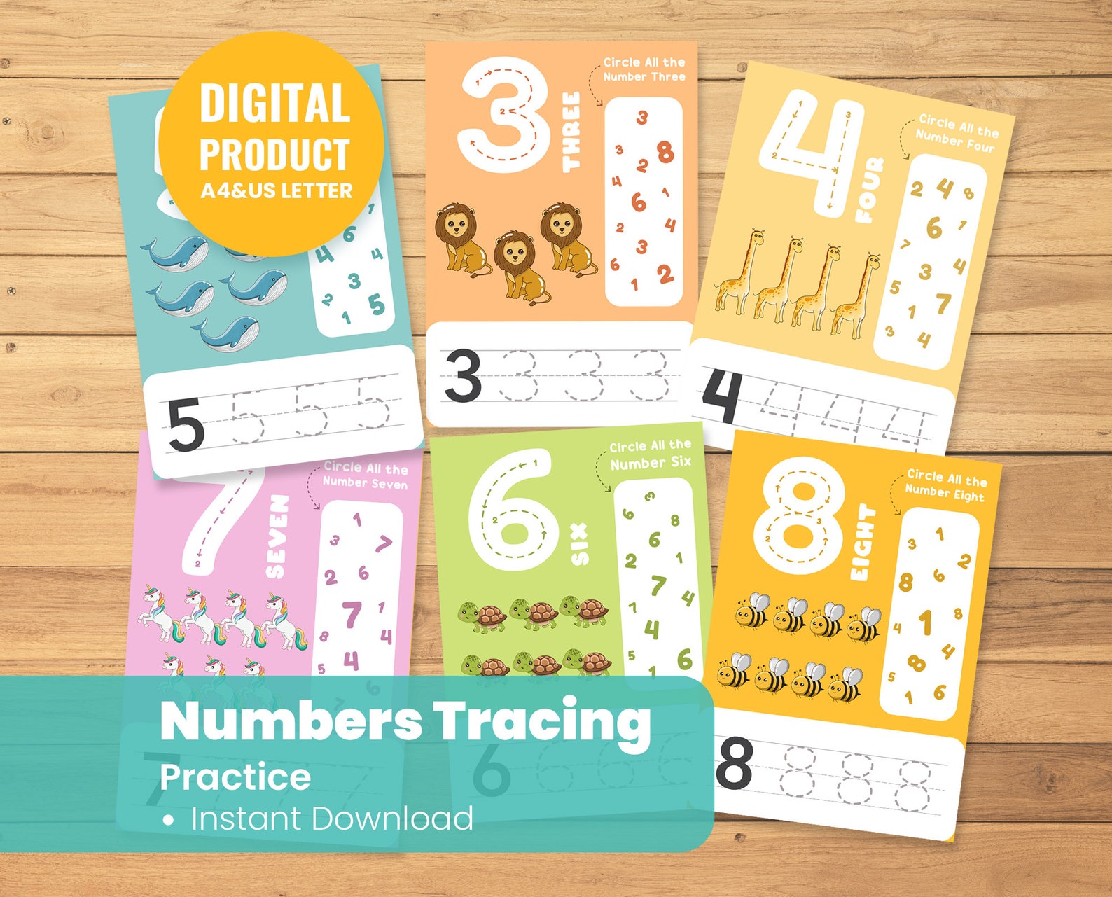 Number Tracing Worksheets - Handwriting Practice - Educational Numbers ...