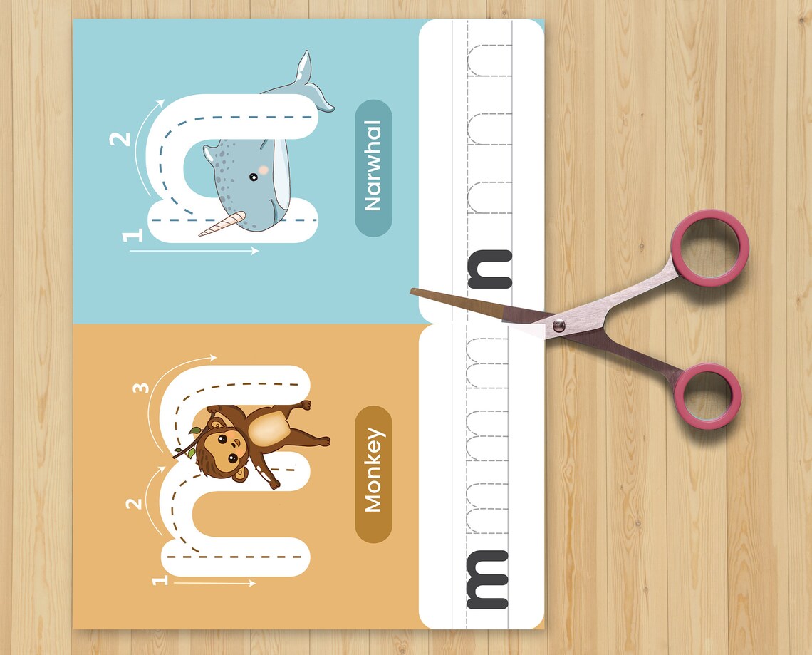 Educational Tracing Alphabet Worksheet for Kids Animal Theme Learning Activity Pack ABC Book ...