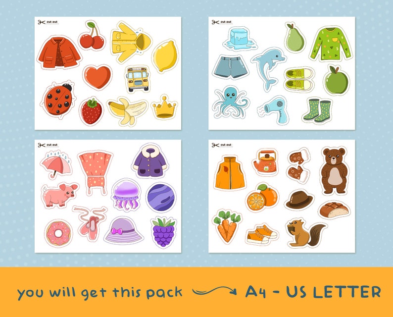 Color Sorting Matching Game Toddler Busy Book Page Quiet Book Page ...