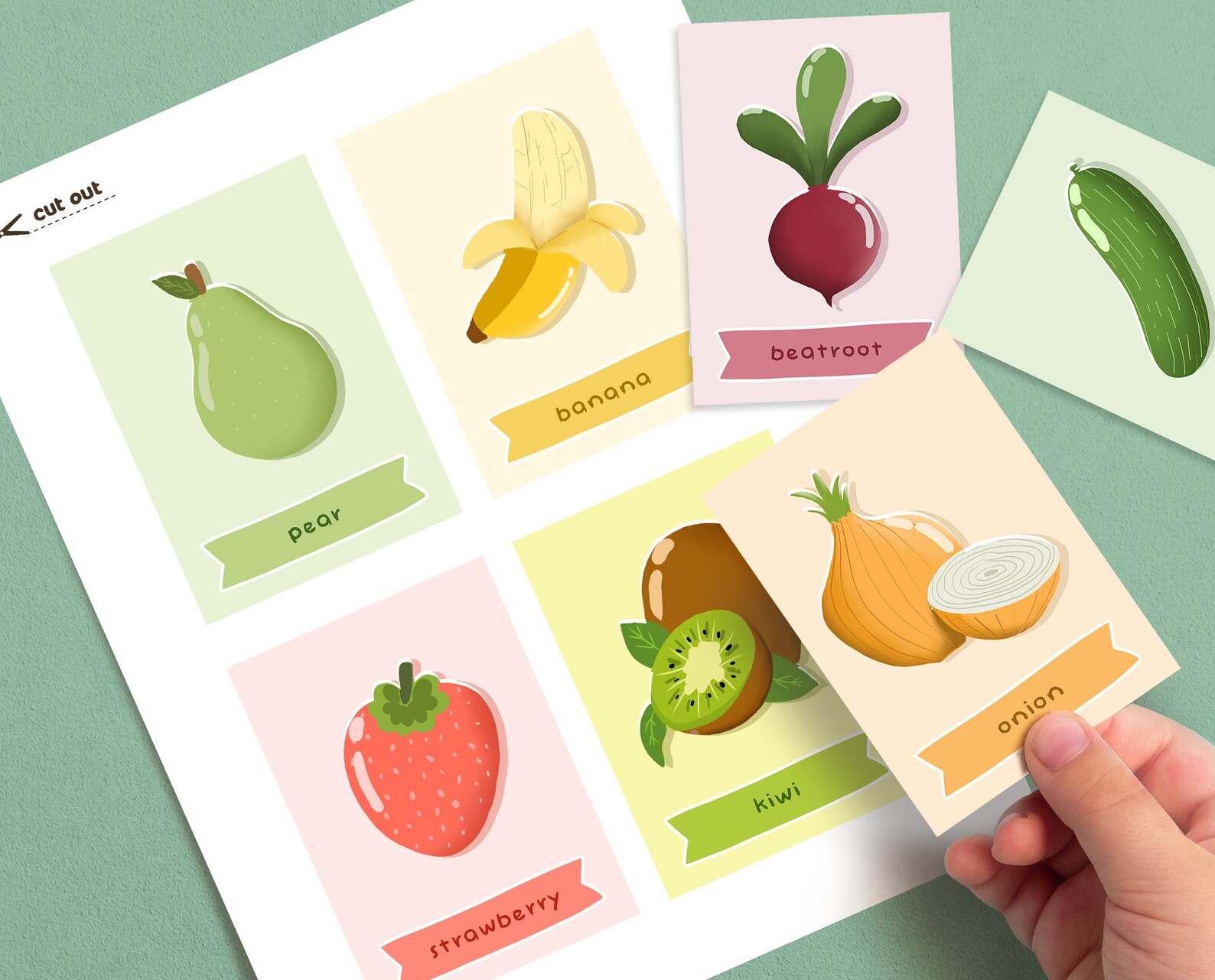 Fruits and Vegetables Flash Cards - Learning Flash Cards - Montessori ...
