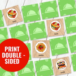 Printable Food Memory Game - Custom Playing Cards - Food Flash Cards ...