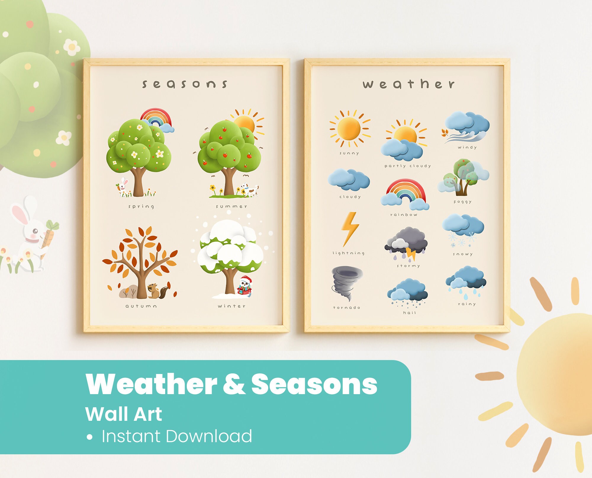 Set of 2 Educational Posters - Weather Posters - Seasons - Homeschool ...